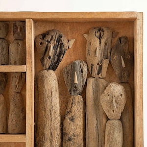 Wall Art Sculpture, 40″ Natural Wood 'humans in Different Homes' Art ...