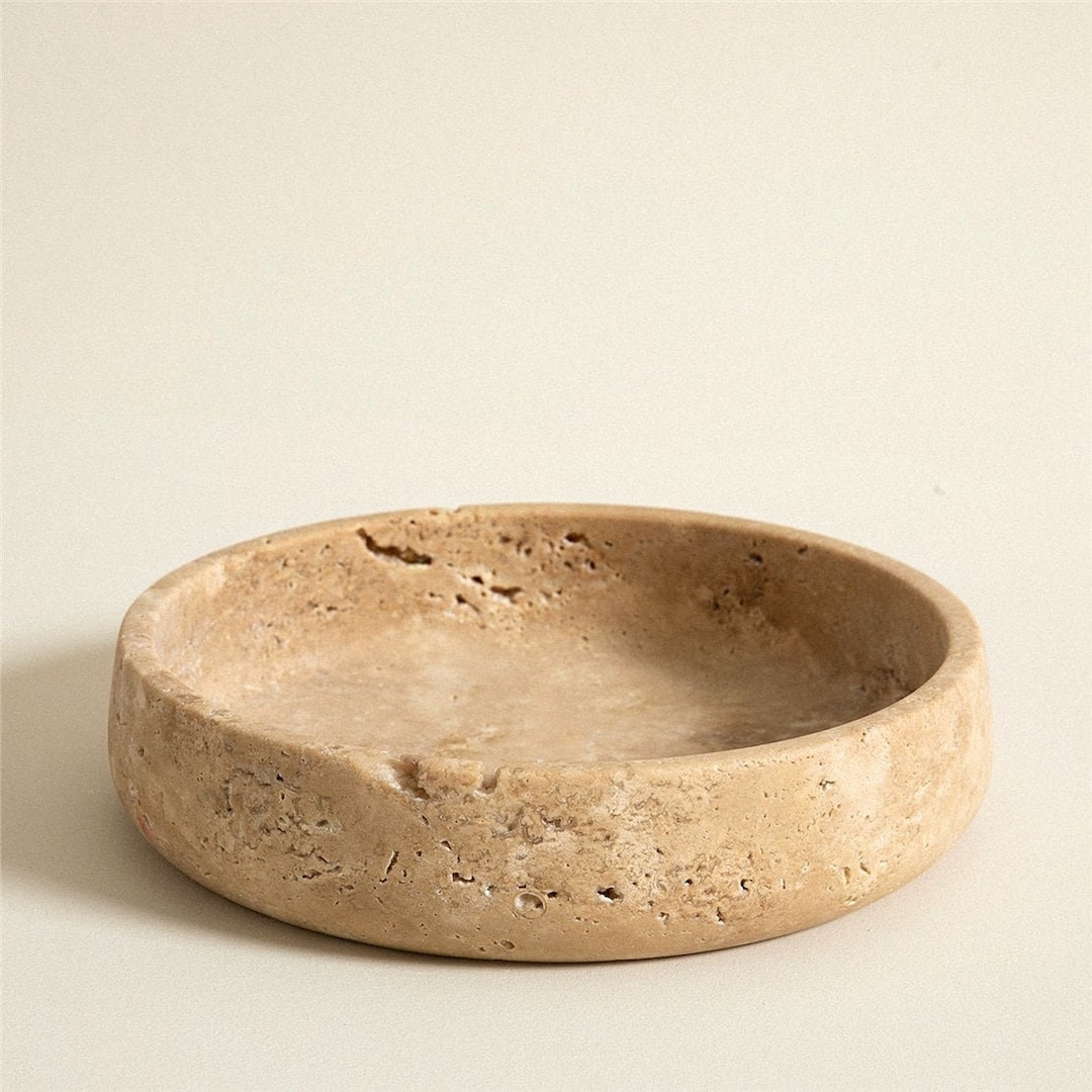 NATURAL STONE BOWL, 10'' Travertine Bowl, Dining Table Top, Marble ...