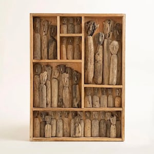Wall Art Sculpture, 40″ Natural Wood 'humans in Different Homes' Art ...