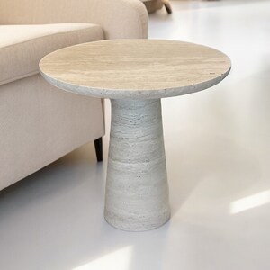 TRAVERTINE SIDE TABLE, Natural Stone Beige Marble End Table, Interior ...