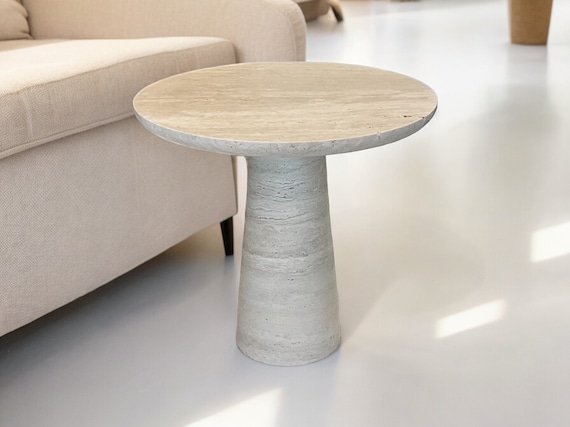 TRAVERTINE SIDE TABLE Natural Stone Beige Marble End Table Interior Design Round Top End Table Custom Size Coffee Table Upon Request Etsy UK