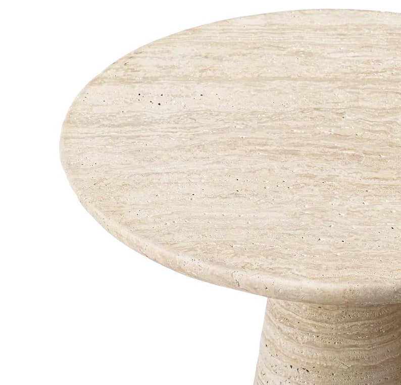 IDE BISTRO TABLE, Travertine Round Top Dining Table, Natural Stone ...