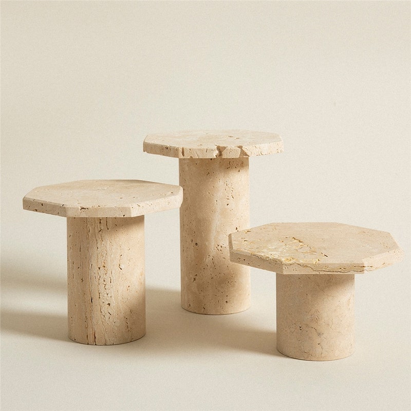 Travertine Cylinder Table - Etsy