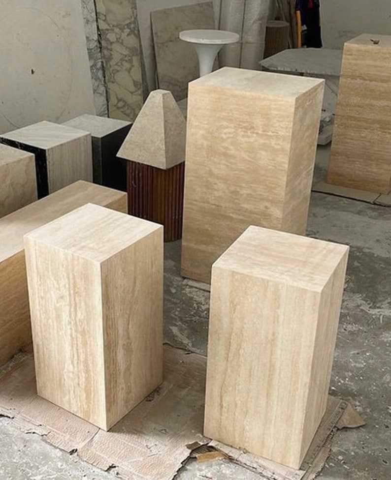 CUBE NIGHTSTAND TRAVERTINE Natural Stone Cubic Side Table - Etsy