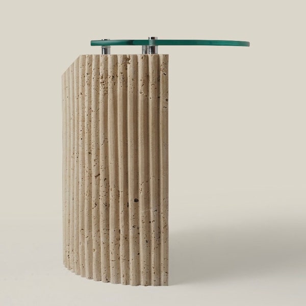 Travertine Bedside Table - Etsy