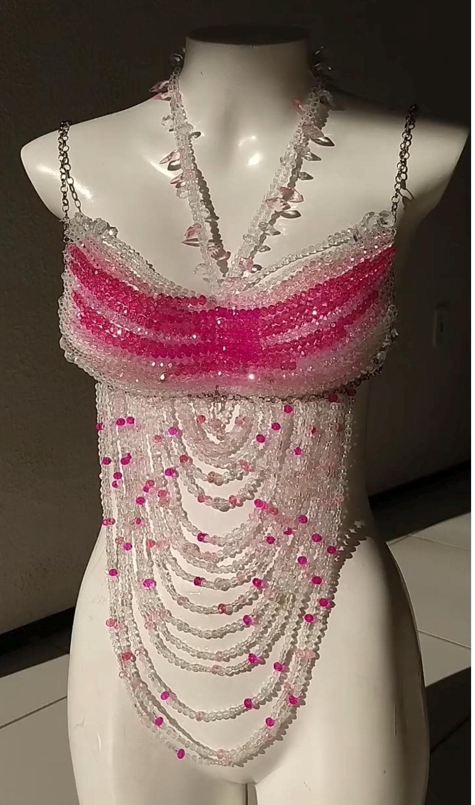 Pink Handmade Crystal Body Chain, Barbie Core, Mermaid Core Top ...