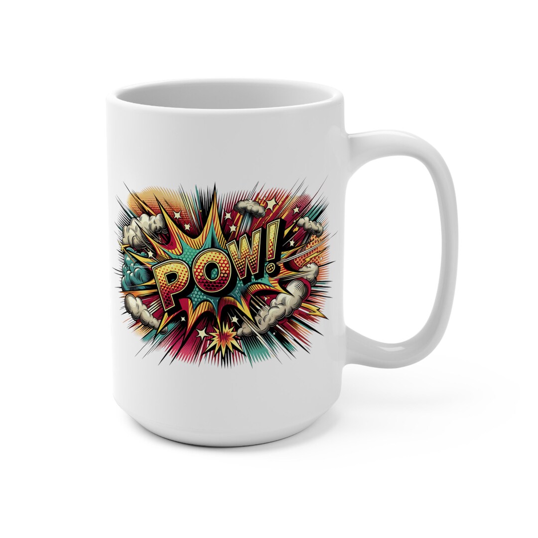 Dynamic pow Comics Collection 15oz White Ceramic Mug Comic-style Action ...