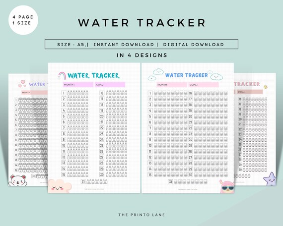 Water Tracker Water Tracker Printable Water Tracker - Etsy