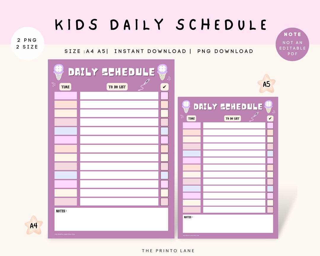 Kids Daily Schedule Printable Daily Schedule for Kids Kids - Etsy