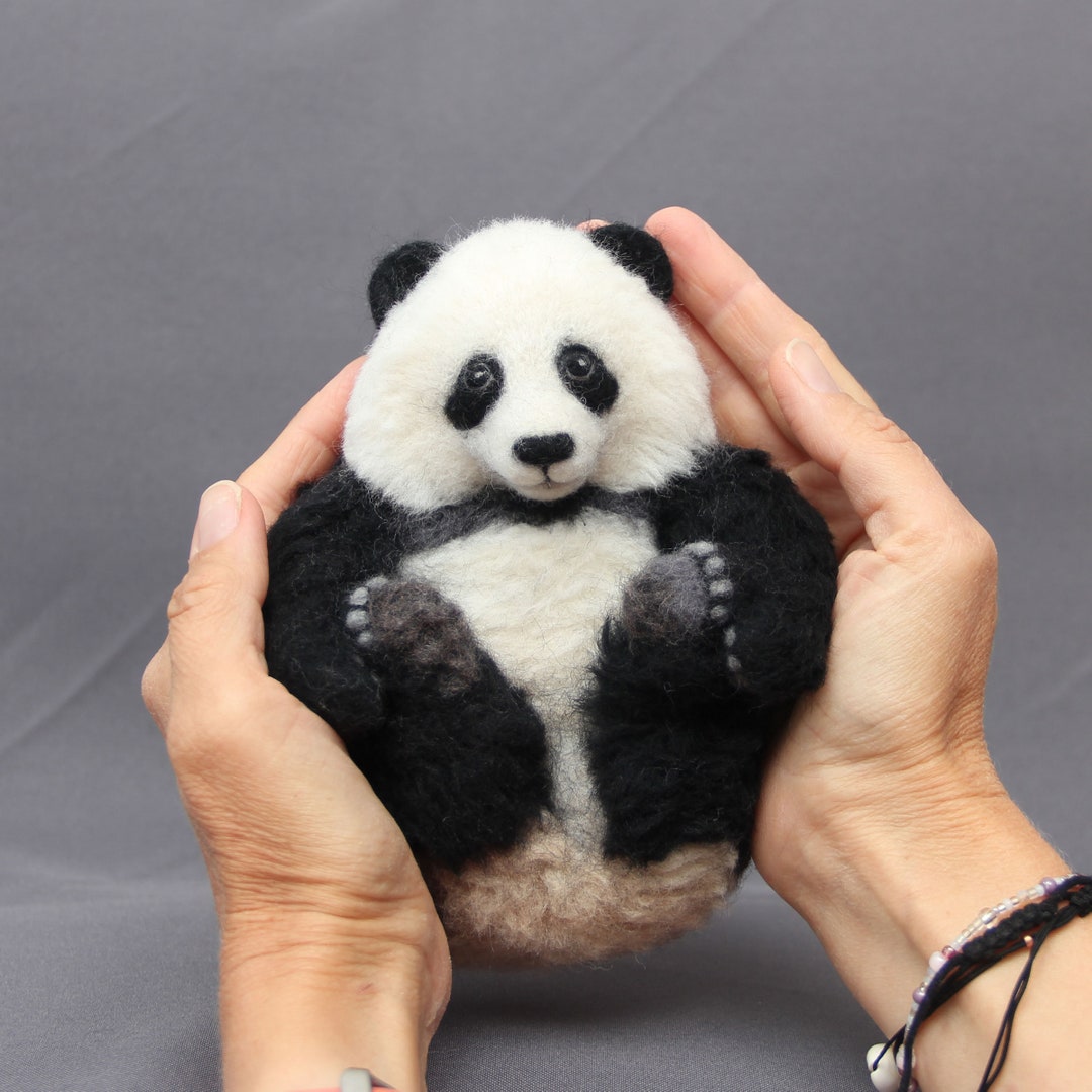 Needle Felted Baby Panda, Panda Bear Sculpture, Panda Home Decor ...