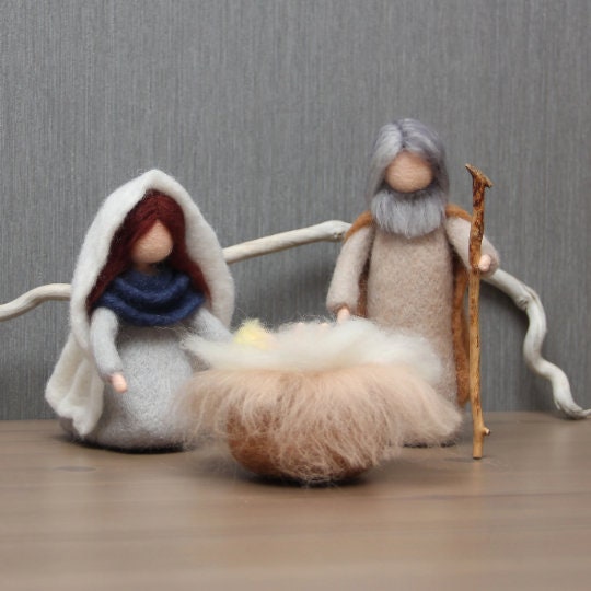 Needle Felted Nativity Set, Christmas Decoration, Holy Family, Mary ...