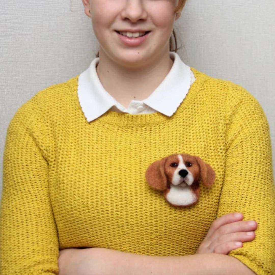 Needle Felted Dog Brooch, Beagle Brooch, Dog Pin, Beagle Ornament ...