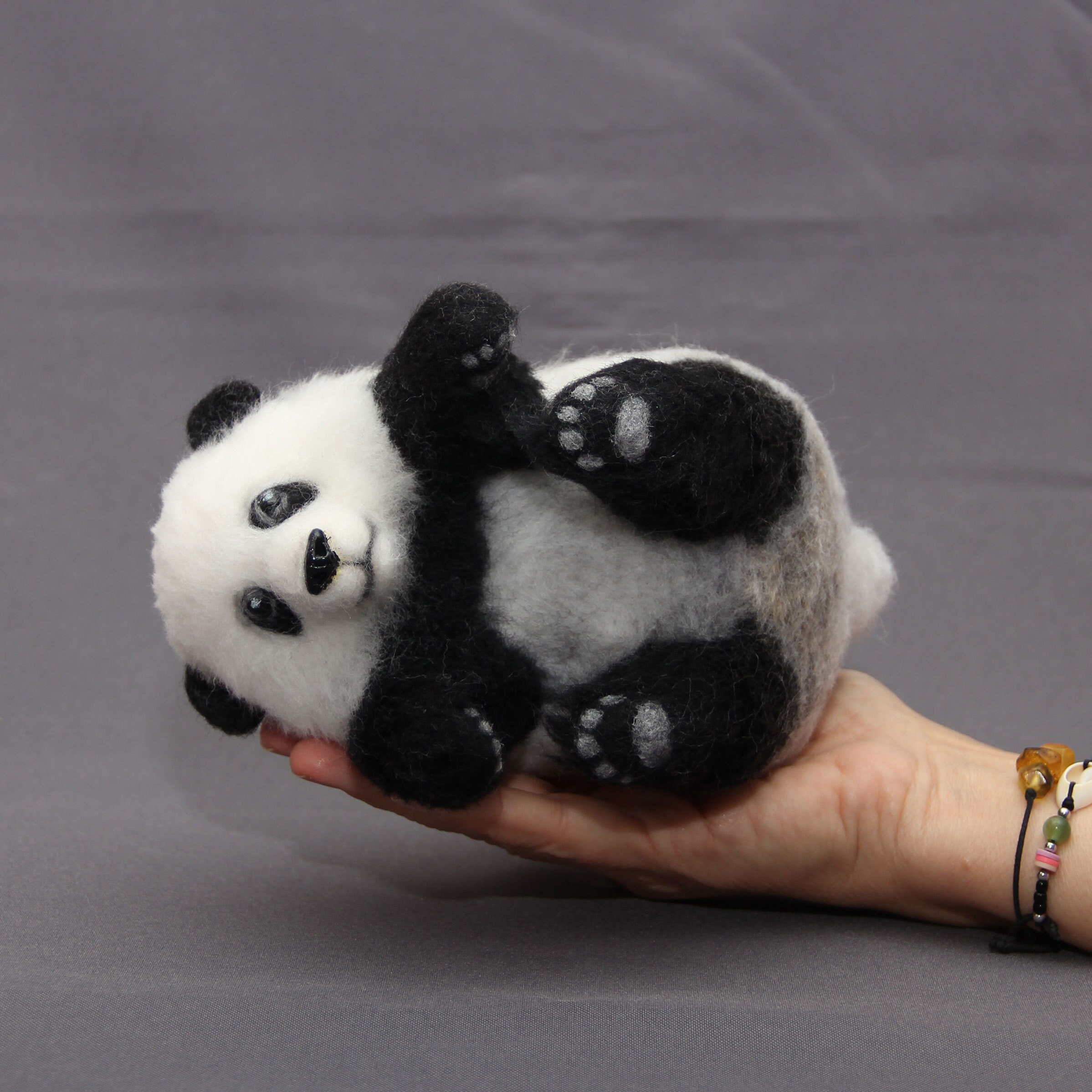 Needle Felted Baby Panda, Panda Bear Sculpture, Panda Home Decor ...