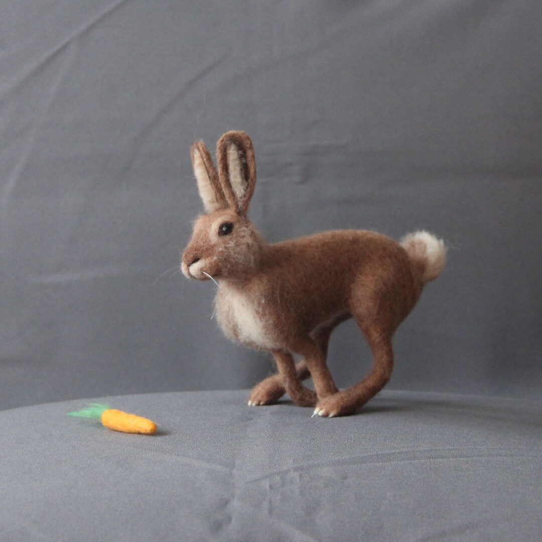 Needle Felted Hare Sculpture, Easter Hare Decor, Needle Felted Animal ...