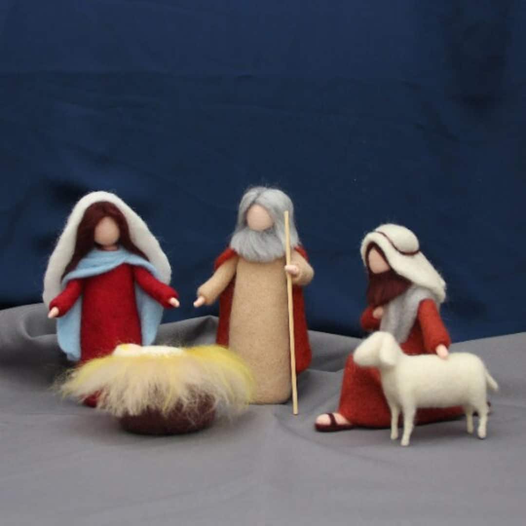 Needle Felted Nativity Set, Christmas Decoration, Holy Family, Mary ...