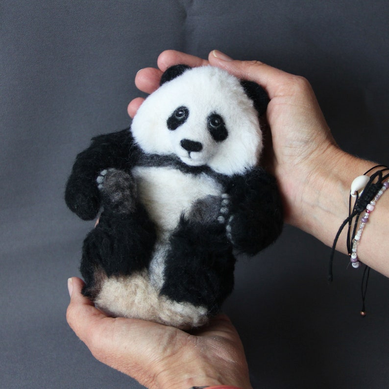 Needle Felted Baby Panda Panda Bear Sculpture Panda Home - Etsy