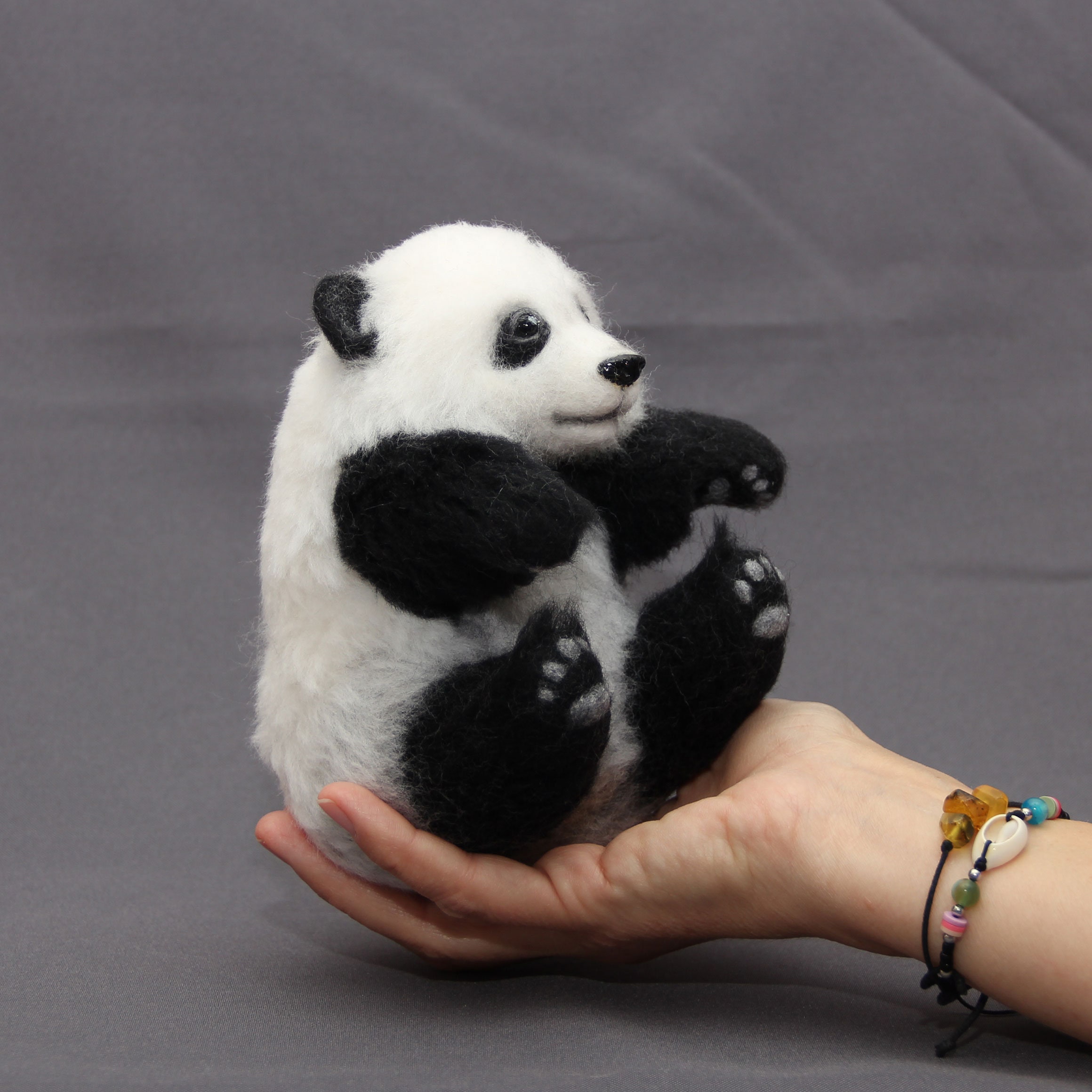 Needle Felted Baby Panda, Panda Bear Sculpture, Panda Home Decor ...
