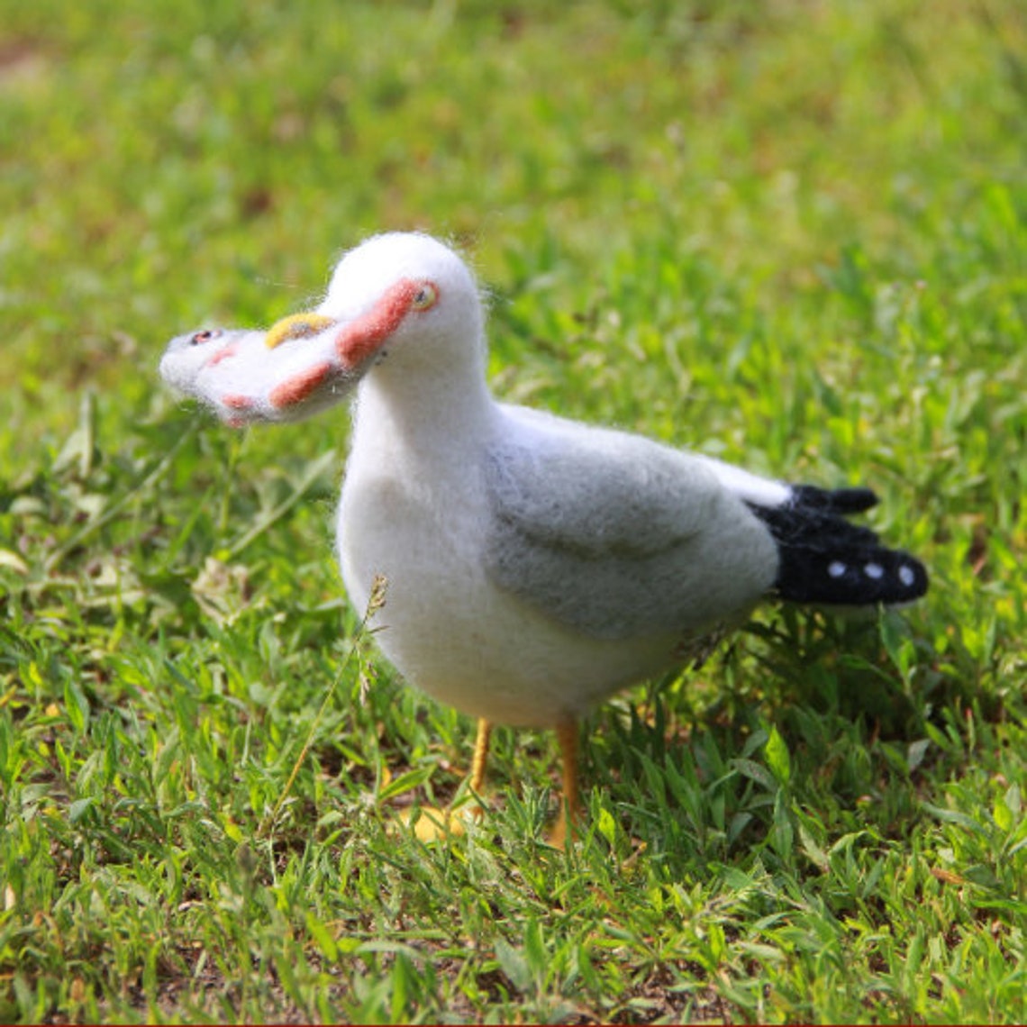 Needle Felted Bird Bird Seagull With Fish Seagull Home - Etsy