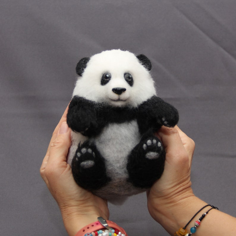 Needle Felted Baby Panda, Panda Bear Sculpture, Panda Home Decor ...