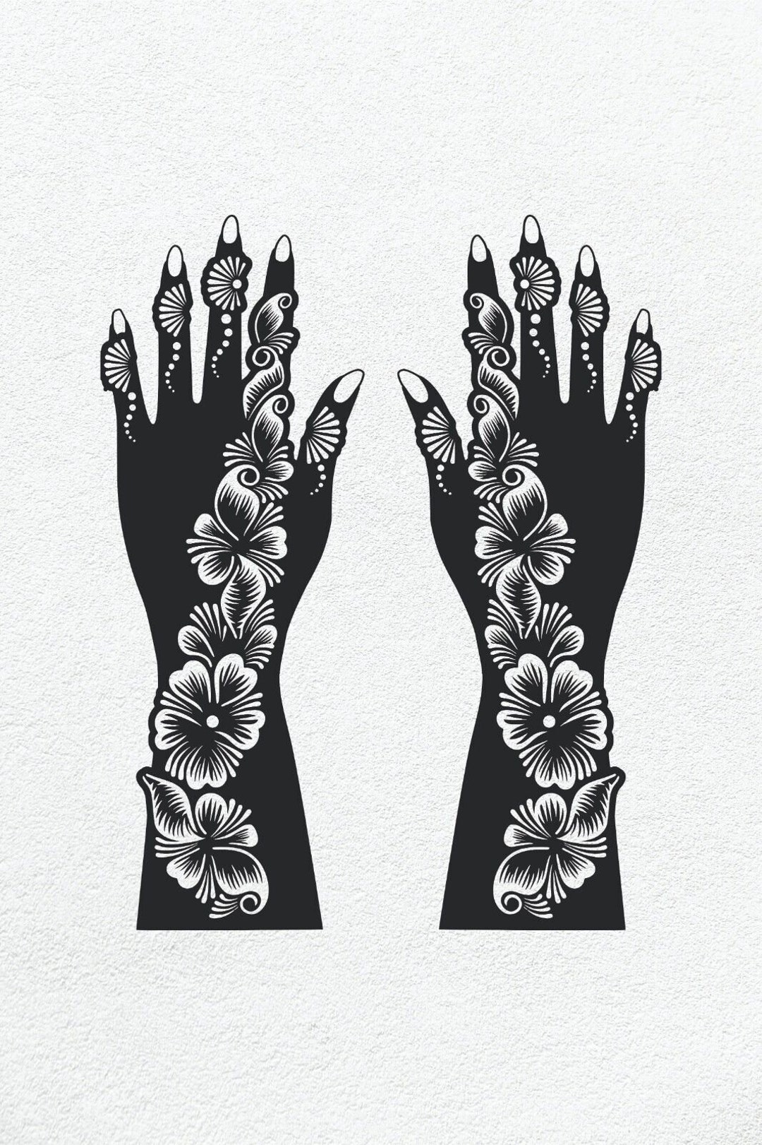 Mixed Design Henna Hand Pair Temporary Tattoo Body Art Decal Stencil ...