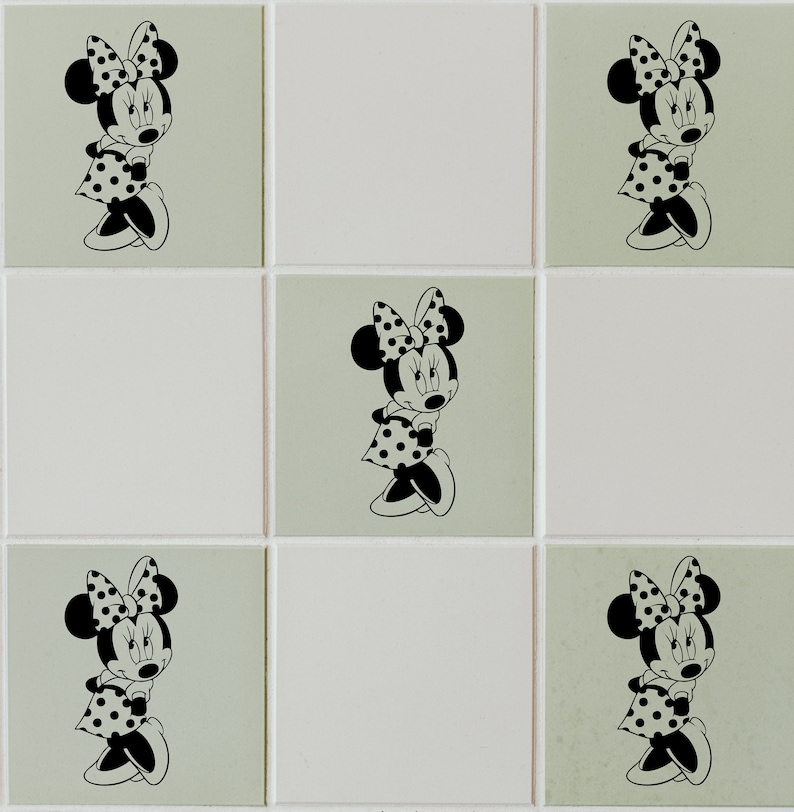 Minnie Mouse Tile Wall Art Sticker Pack of 5 Vinyl Decal Stencil Home ...