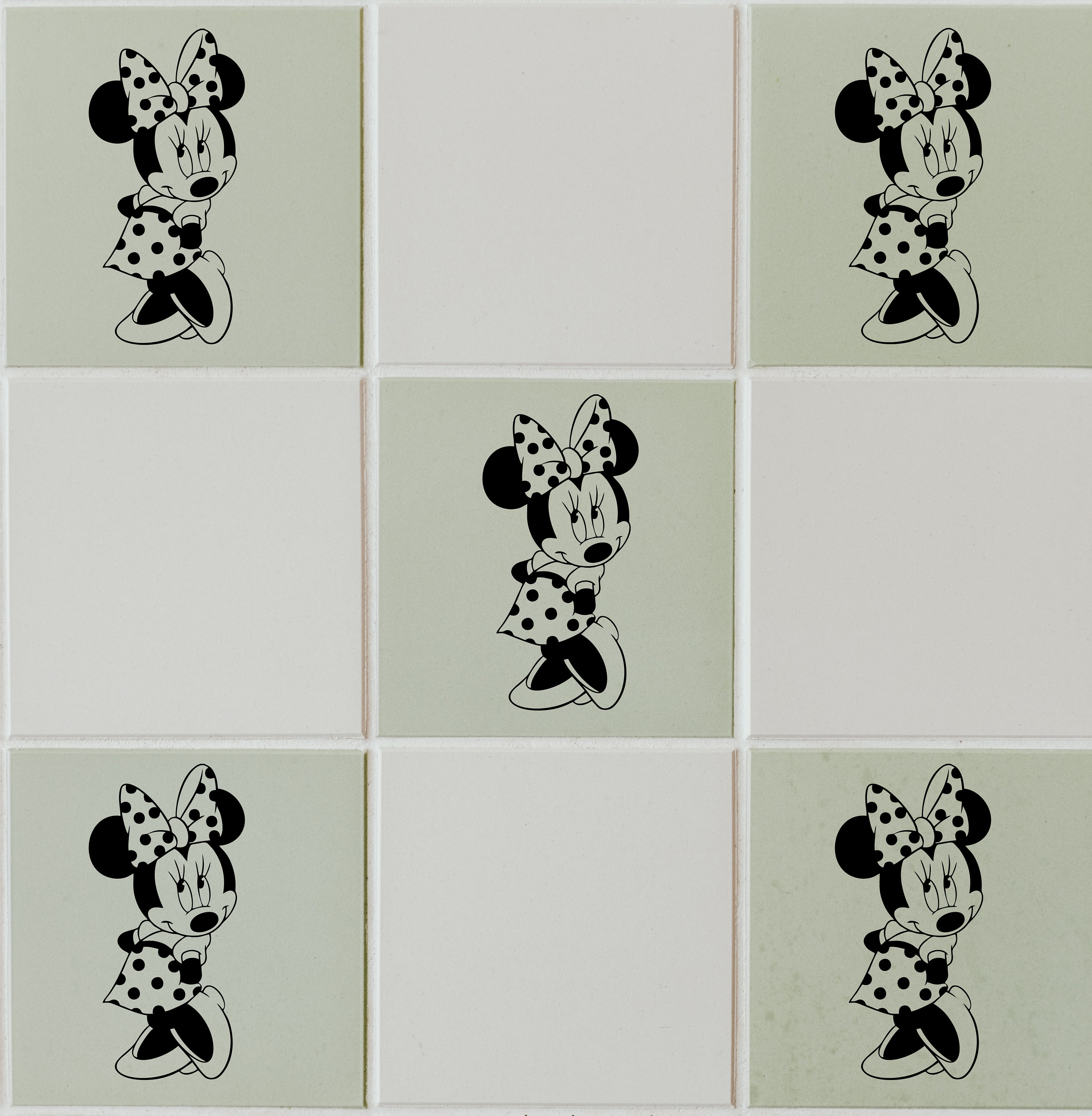 Minnie Mouse Tile Wall Art Sticker Pack of 5 Vinyl Decal Stencil Home ...