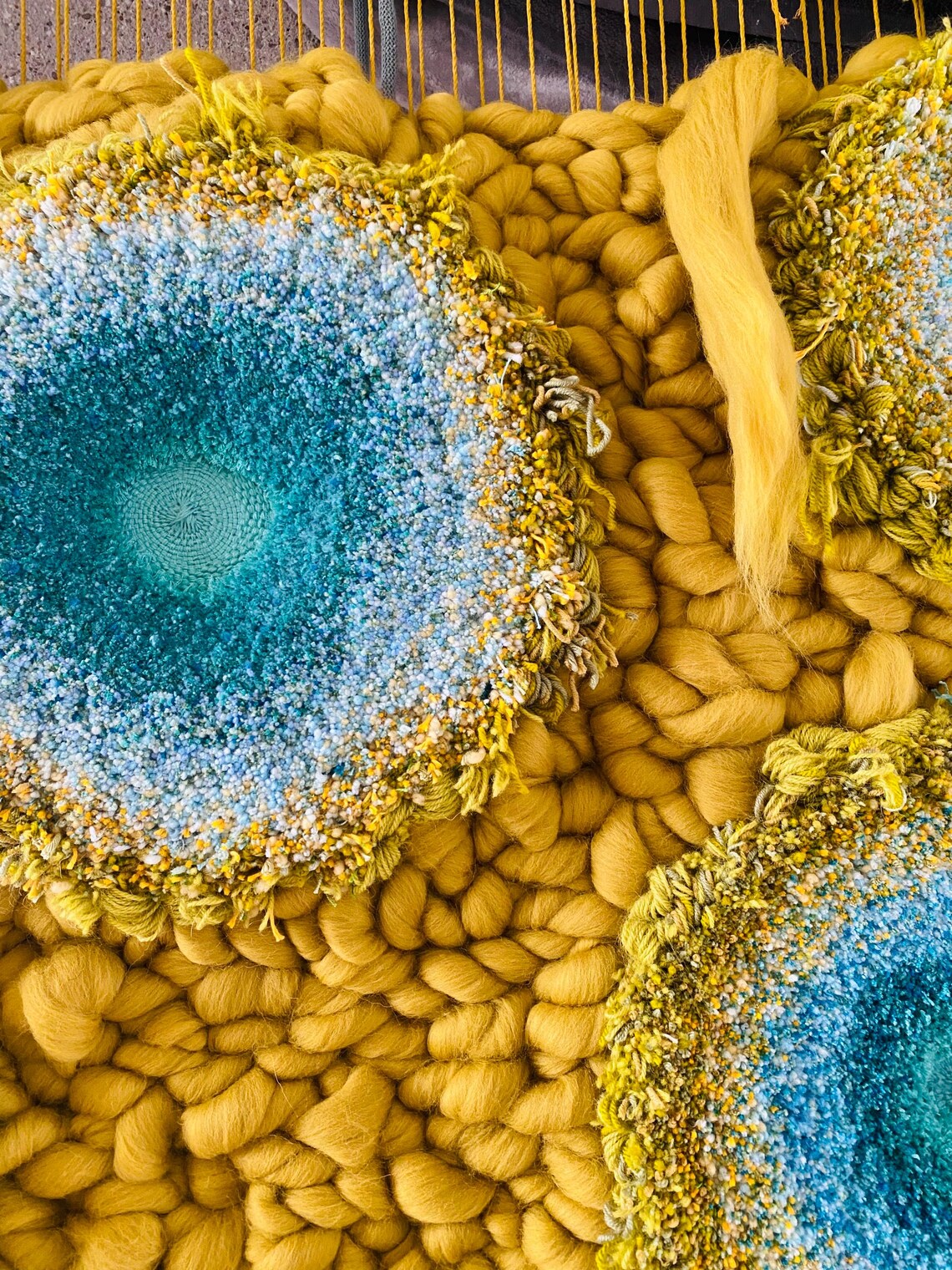 Weaving tapestry Modern Tapestry Circle Round Tapestry Circle Weaving ...