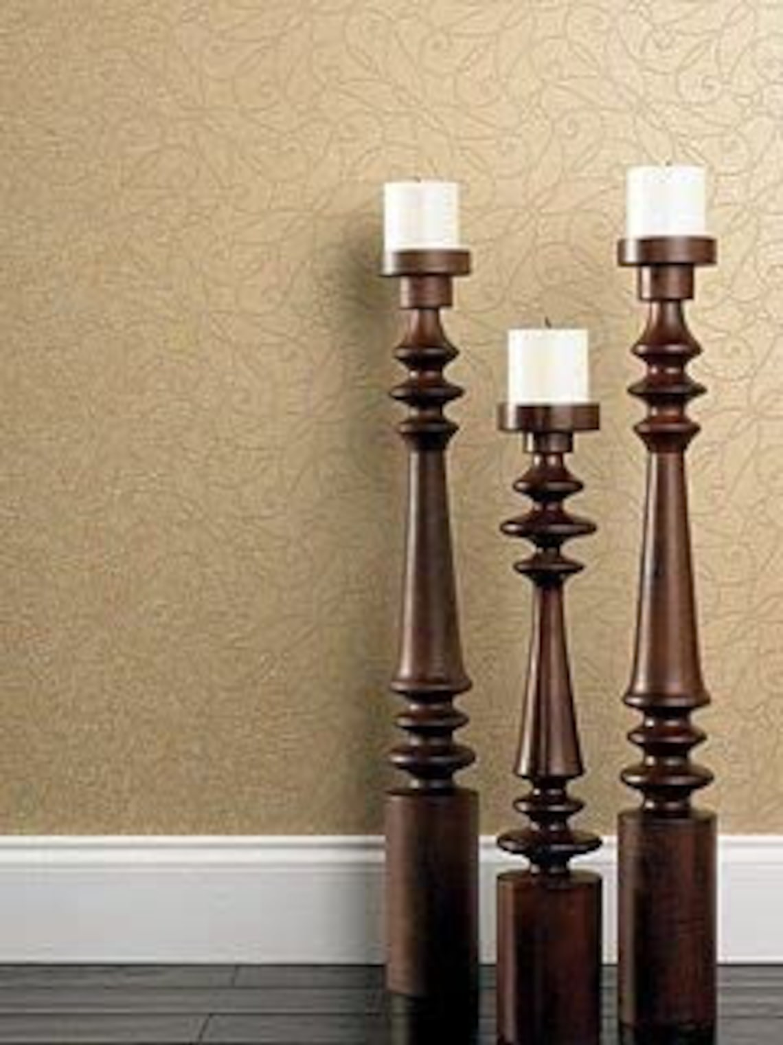 Jairi Decorative Wooden Candle Holders, Set of 3 Hand Crafted Wood ...