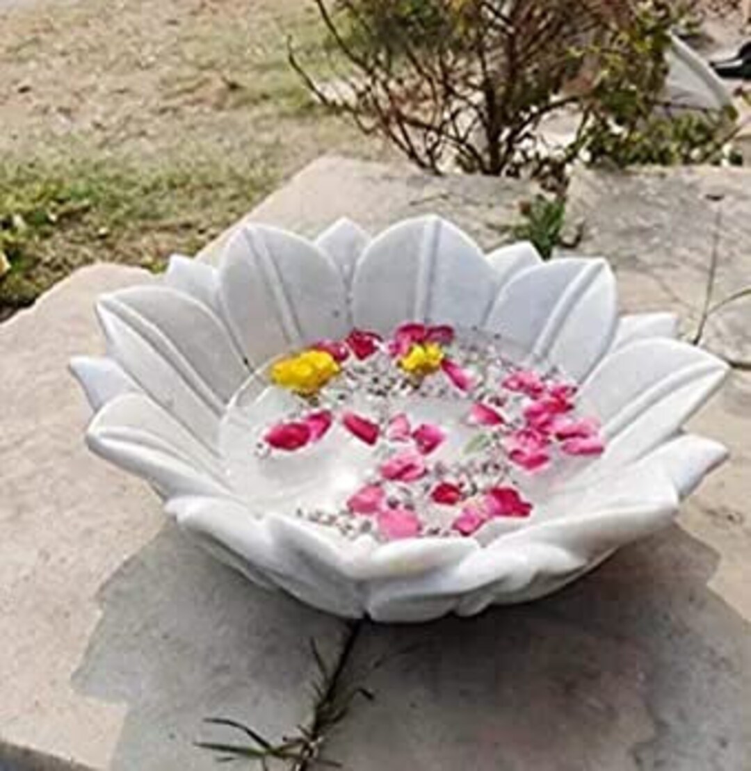 Jairi Traders Lotus White Marble Urli Decorative Bowl Arome Living Room ...