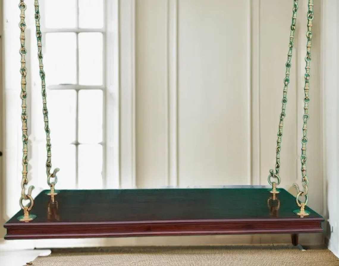 Wooden Jhula Swing With Brass Hooks and Brass Chains/hanging Swing ...