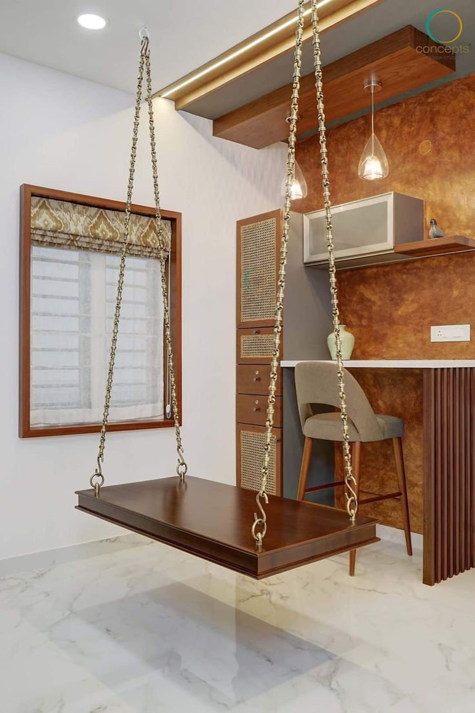 Wooden Jhula Swing With Brass Hooks and Brass Chains/hanging Swing ...