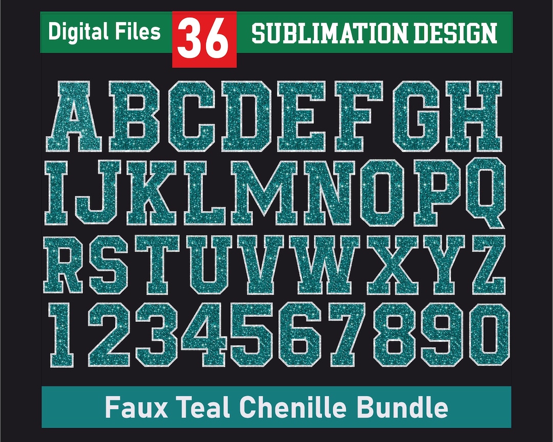 Faux Teal Glitter Font Png Bundle, Teal and Gold Alphabet, Glitter A to ...