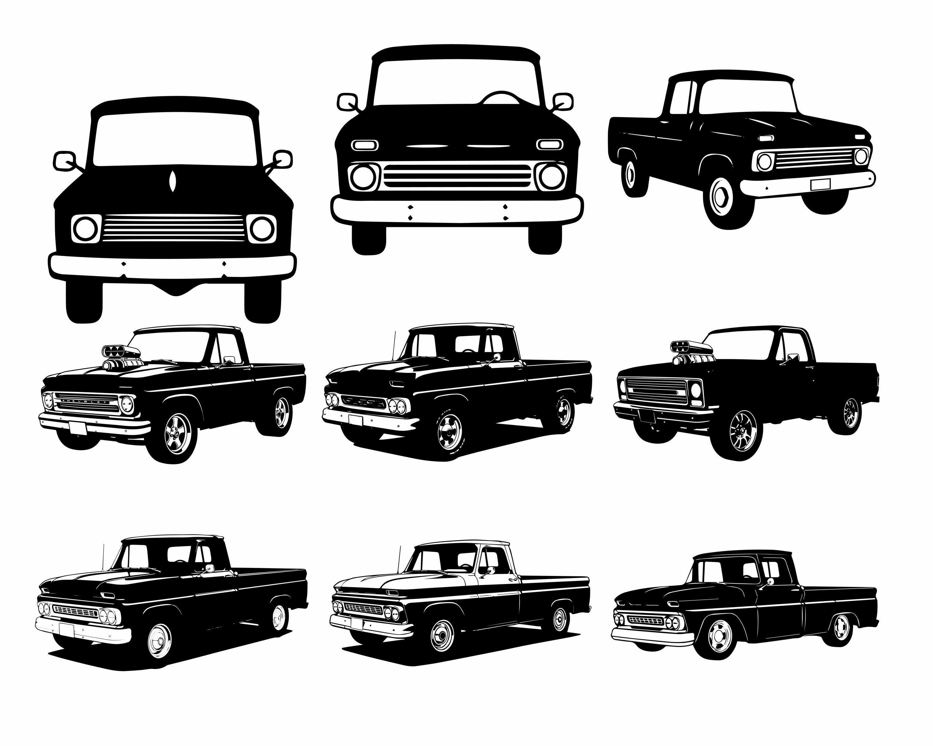 Chevy Truck Svg Bundle, Truck Silhouette, Pickup Truck Svg, Pickup ...