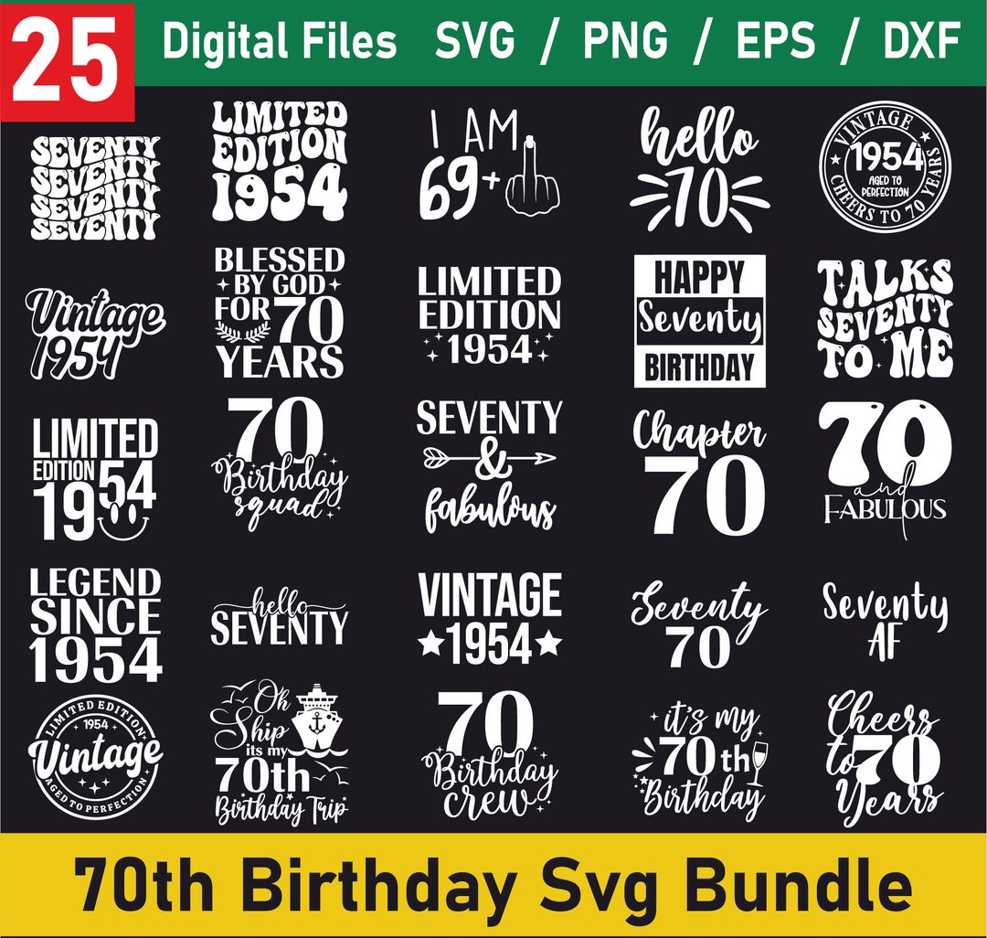 70th Birthday SVG Bundle, Happy Birthday Svg, Birthday Shirt Svg ...