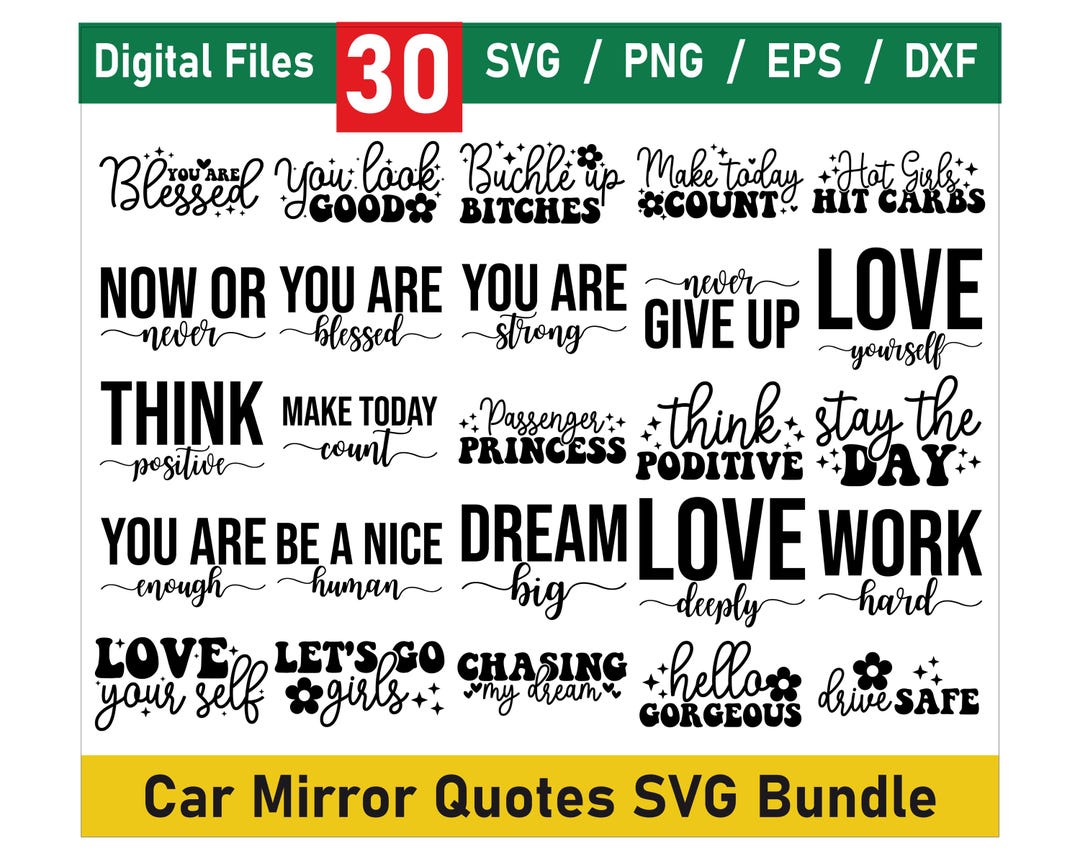 Car Mirror Svg Bundle, Funny Car Mirror Svg, Rearview Mirror Svg, Car ...