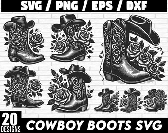 Cowboy Boot With Flowers SVG Digital Cut, Floral Cowboy Boots Svg ...