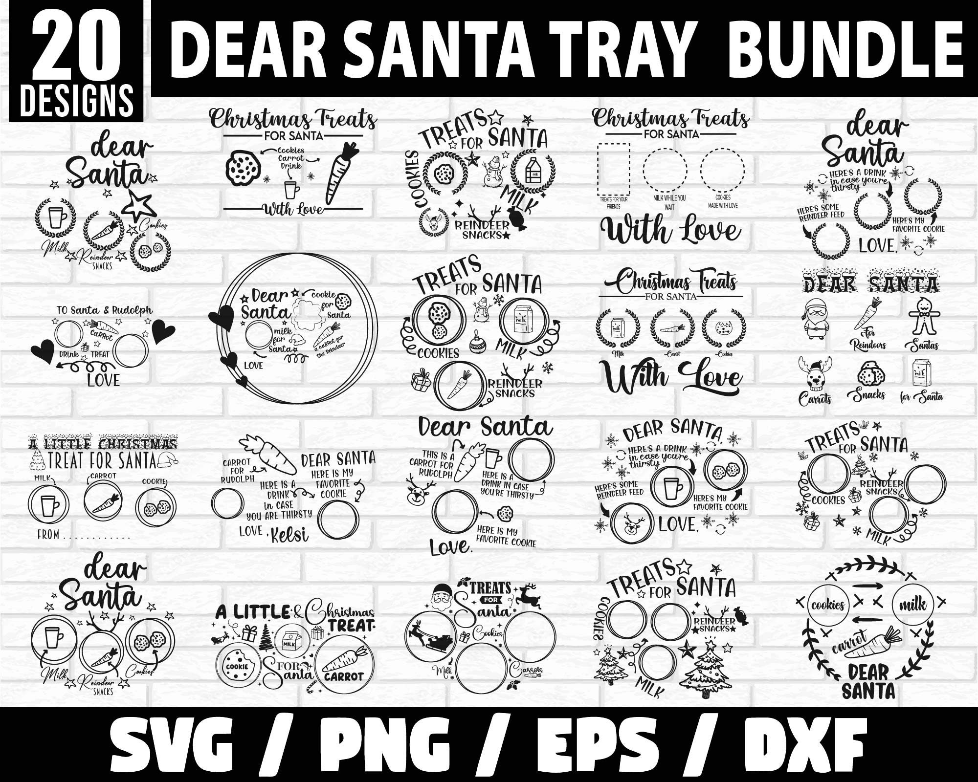 Dear Santa Tray Svg Bundle, Christmas Svg, Santa Tray SVG, Santa Plate ...