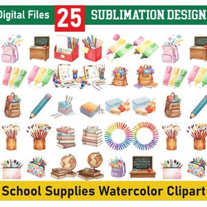Pastel School Supplies Clipart, School Stationery Clipart Png, School ...