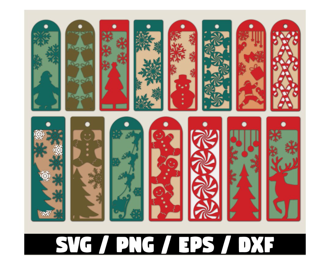Christmas Bookmark SVG Bundle, Bookmark Design File, Christmas ...