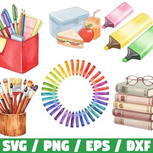 Pastel School Supplies Clipart, School Stationery Clipart Png, School ...