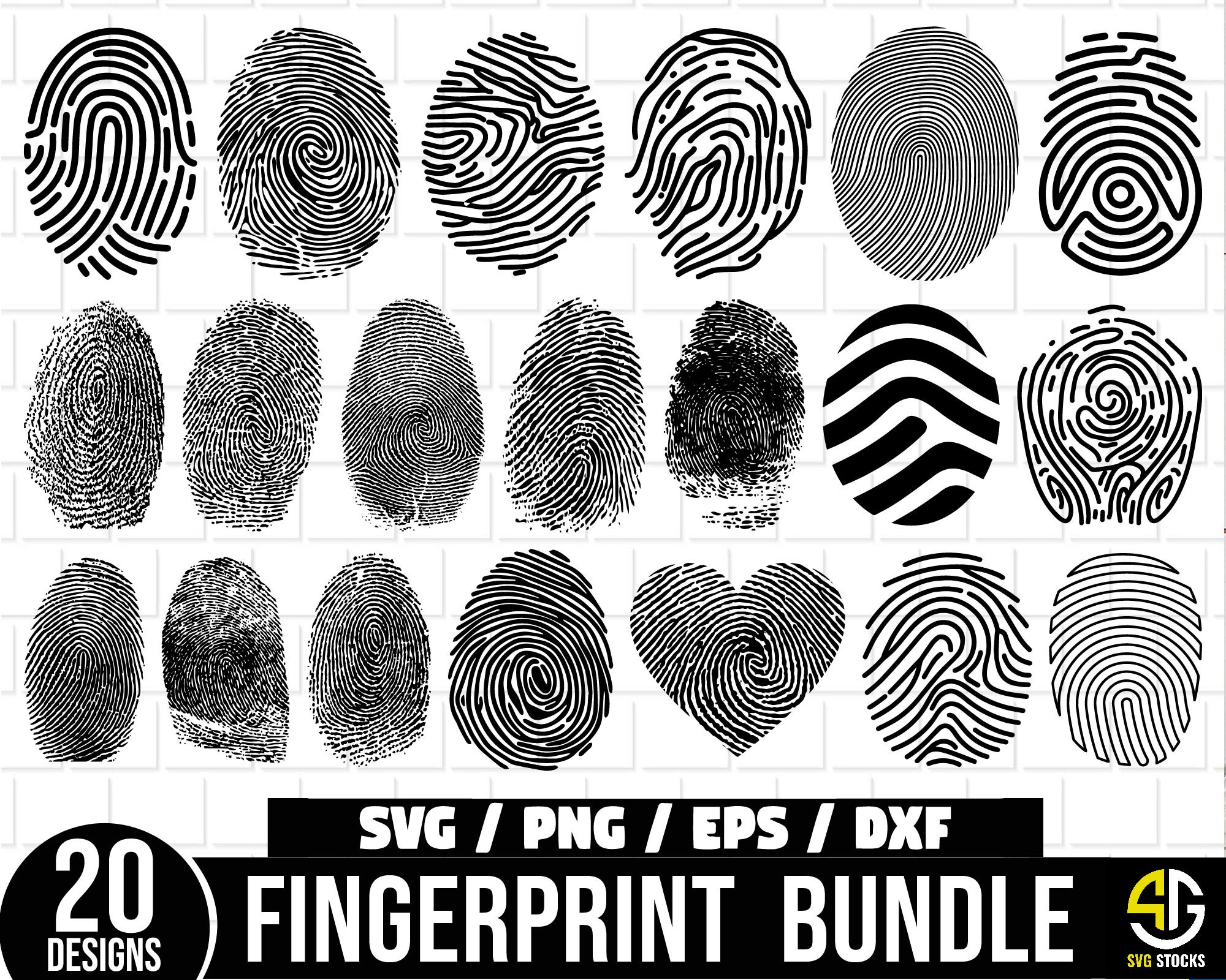 Fingerprint SVG Bundle, Biometric Svg, Fingerprint Dxf, Fingerprint Png ...