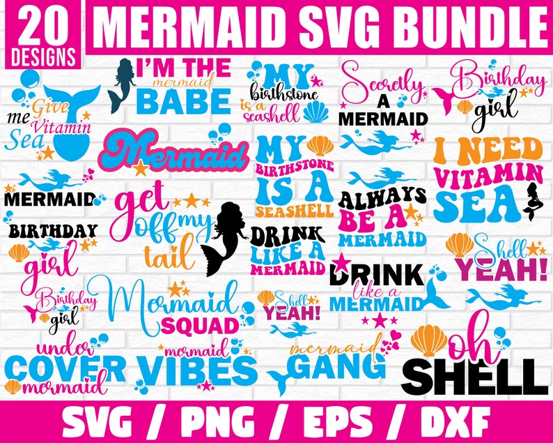 Mermaid SVG Bundle, Mermaid Svg, Mermaid Quotes Svg, Ocean Svg, Mermaid ...