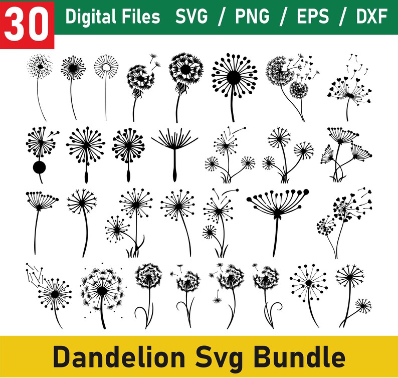 Dandelion Svg Bundle, Dandelion Svg, Dandelion Png, Clipart, Just ...