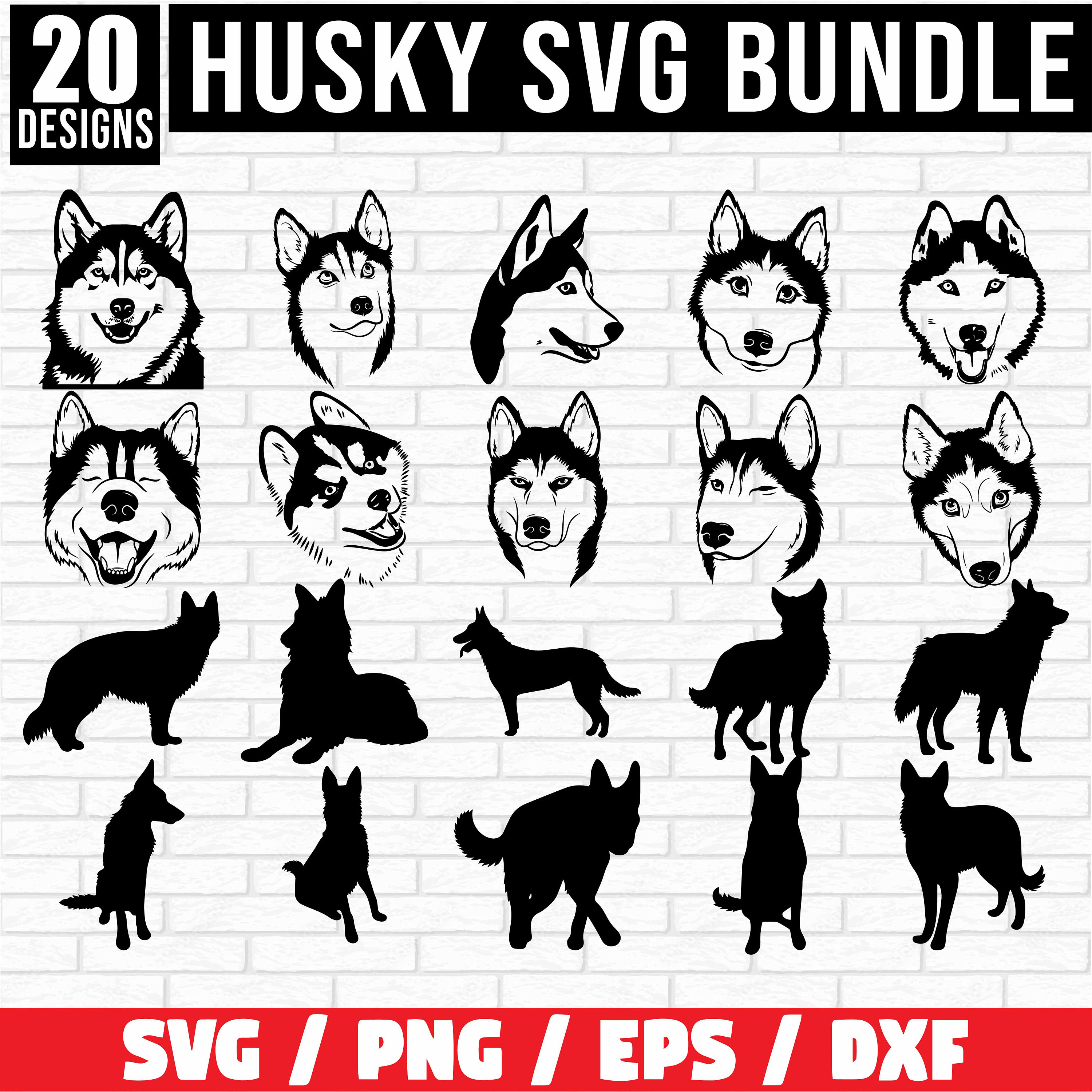 Husky Silhouette Bundle, SIBERIAN HUSKY SVG, Siberian Husky Clipart ...
