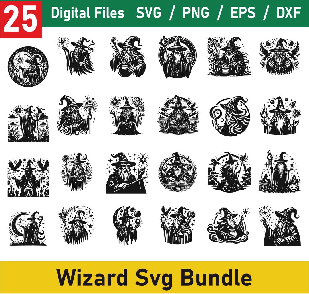 Wizard Svg, Wizard Svg Bundle, Dungeons and Dragons, Wizard Svg Files ...