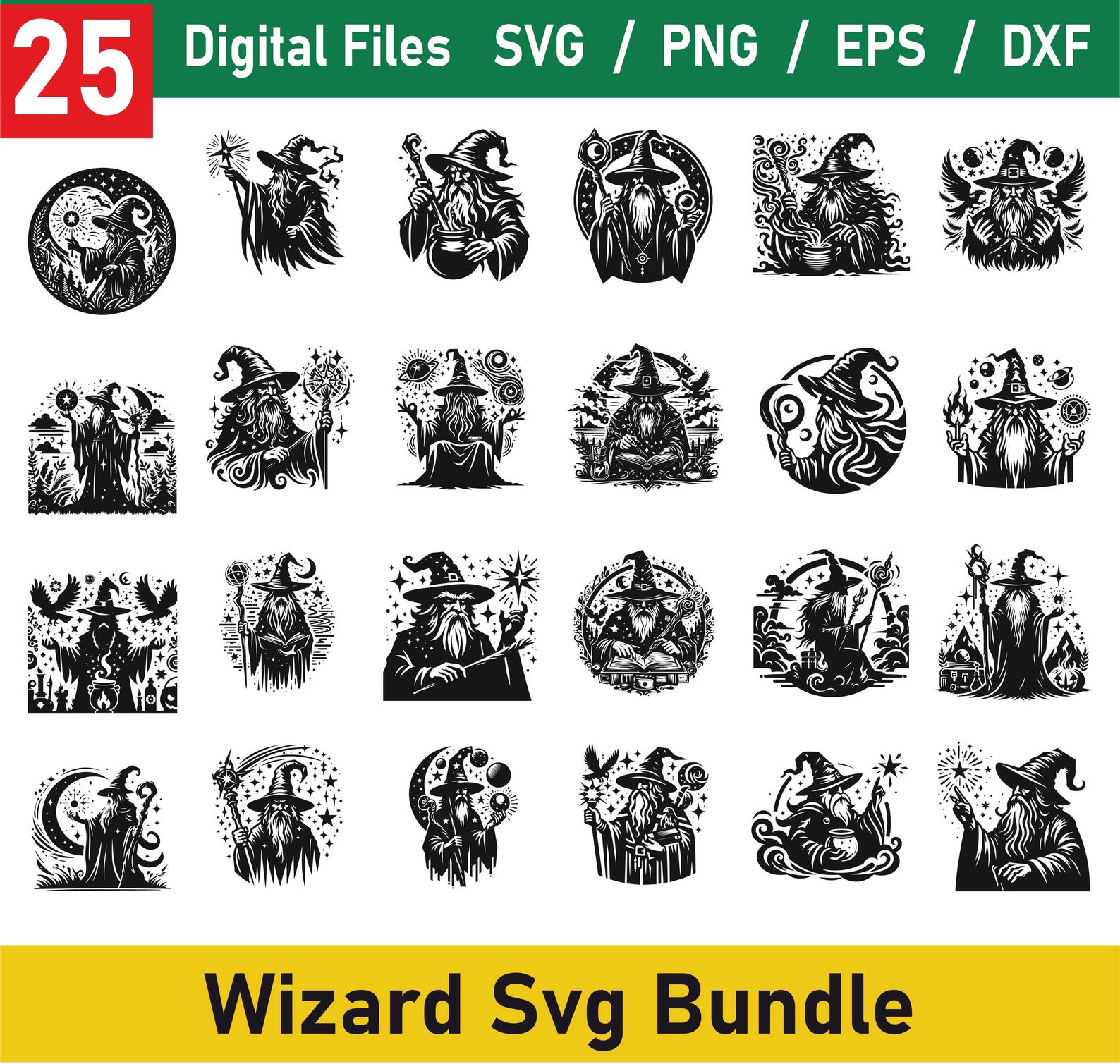 Wizard Svg, Wizard Svg Bundle, Dungeons and Dragons, Wizard Svg Files ...