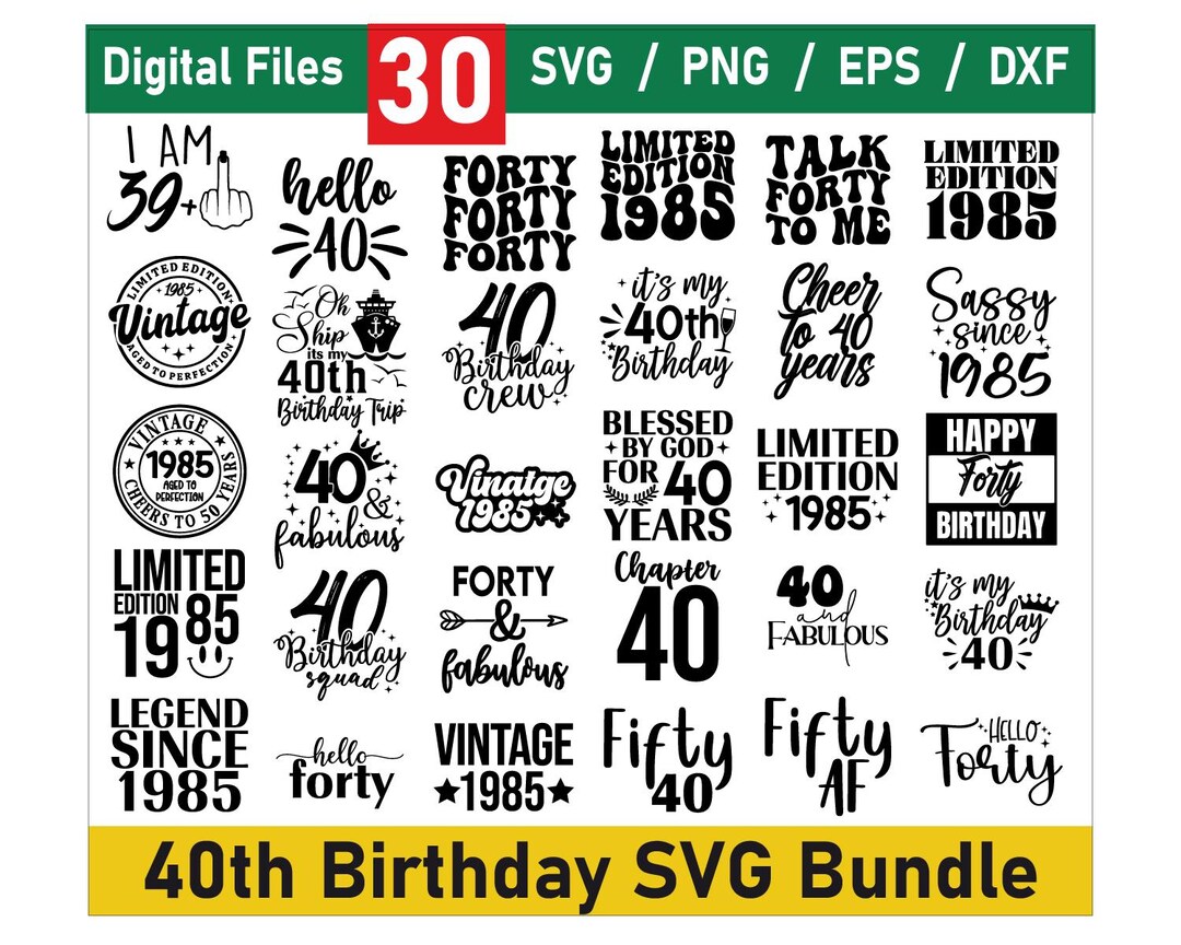 40th Birthday SVG Bundle, Birthday Girl Est. 1985 Svg, Png, Chapter 40 ...