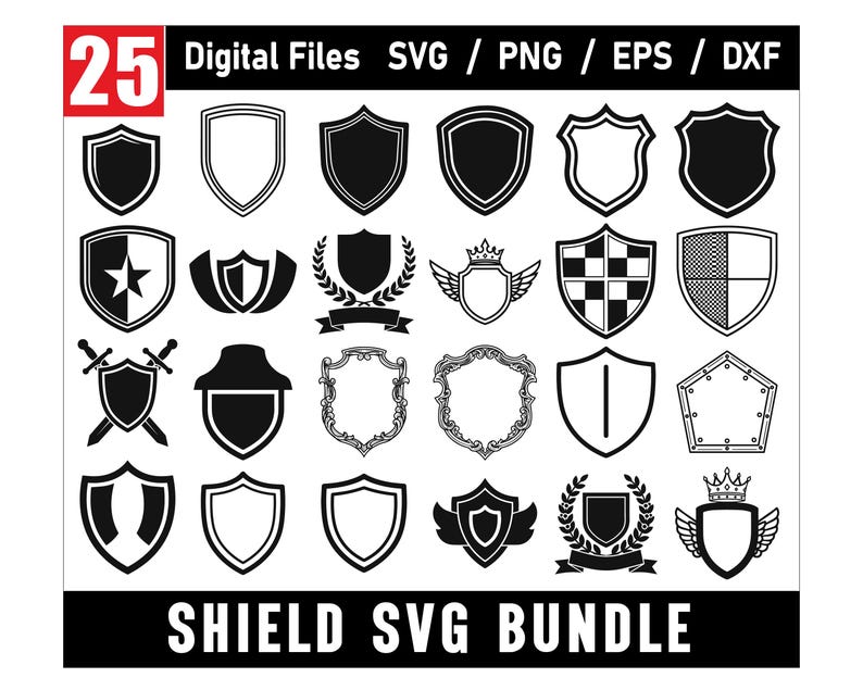 Shield SVG Bundle, Badge Cut Files, Shield PNG Bundle, Shield Clipart ...