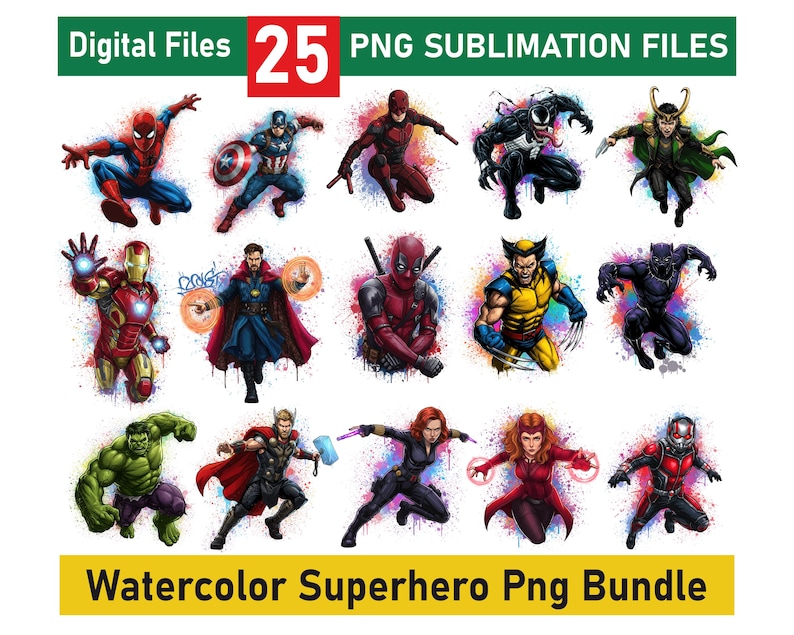Super Heroes Png Bundle, Super Heroes Set, Super Hero Clipart Set, Best ...