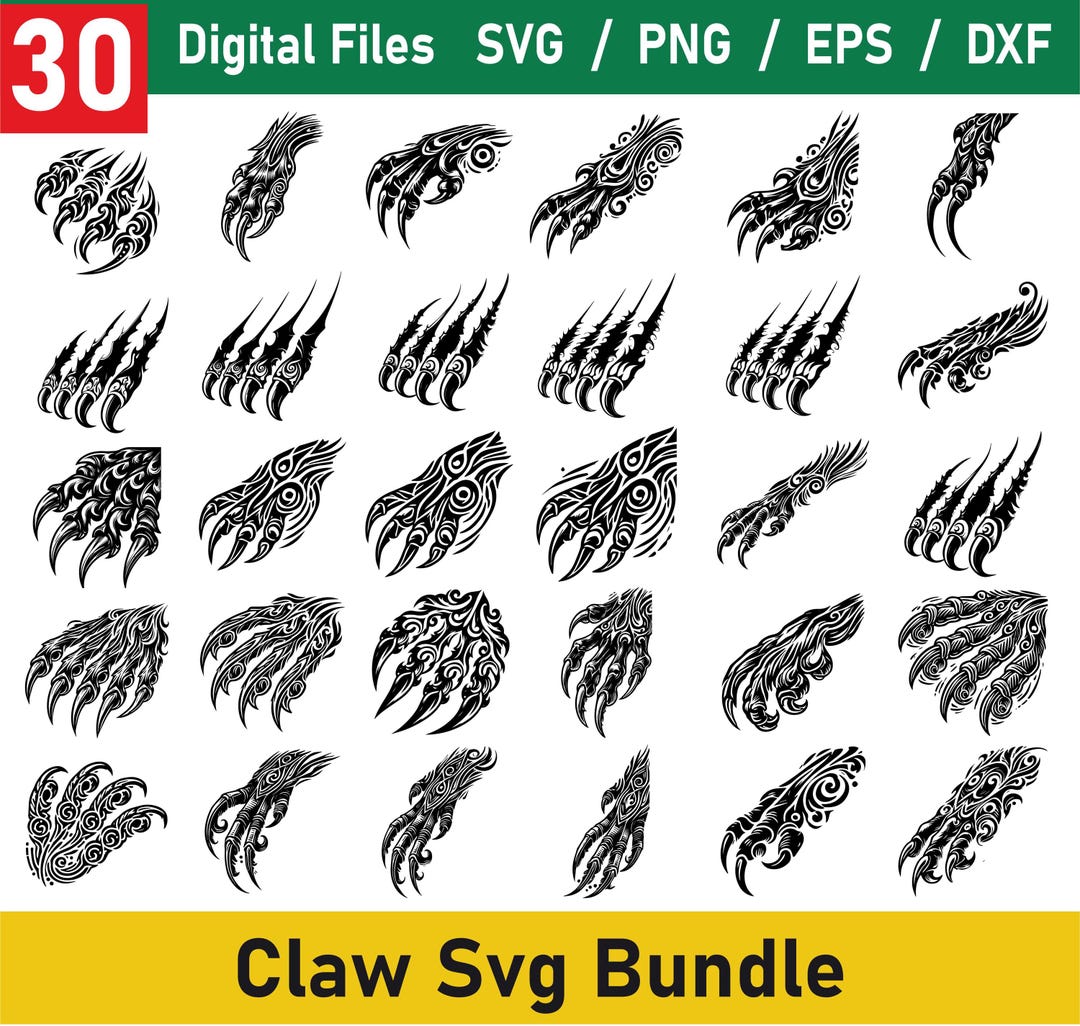 Claw SVG Bundle, Law Marks SVG, Sublimation, Scratches Clip Art, Claw ...
